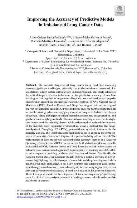 (PDF) Improving the Accuracy of Predictive Models in Imbalanced Lung Cancer Data | Paola ...