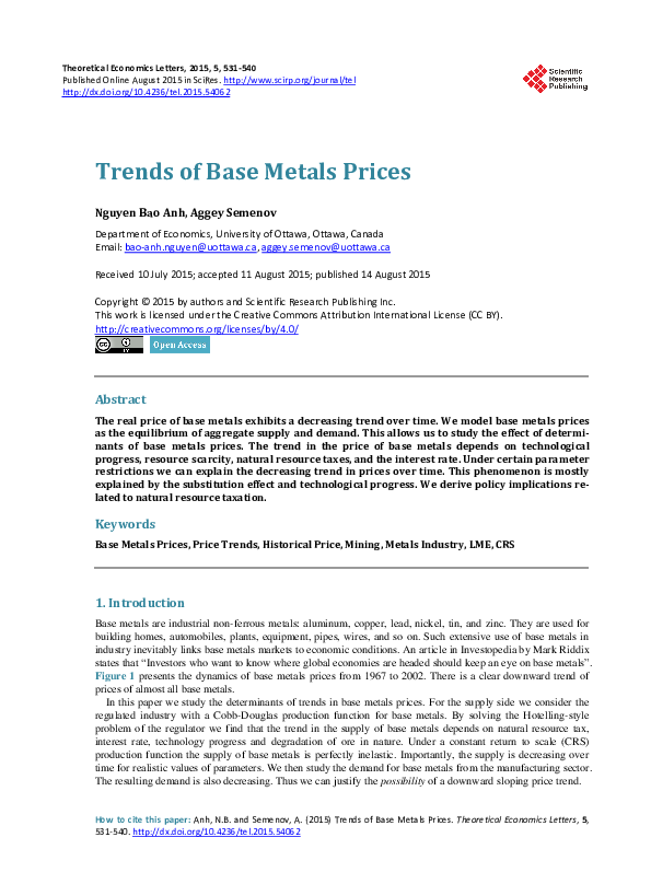 (PDF) Trends of Base Metals Prices