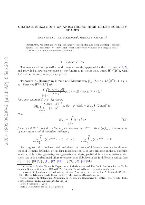Pdf Characterizations Of Anisotropic High Order Sobolev Spaces Nguyễn Hoàng Hải Lâm