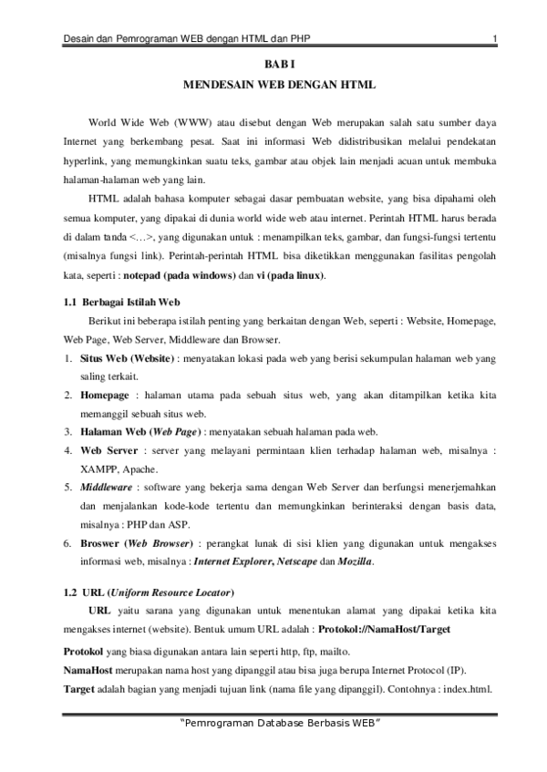 (PDF) Desain dan Pemrograman WEB dengan HTML dan PHP