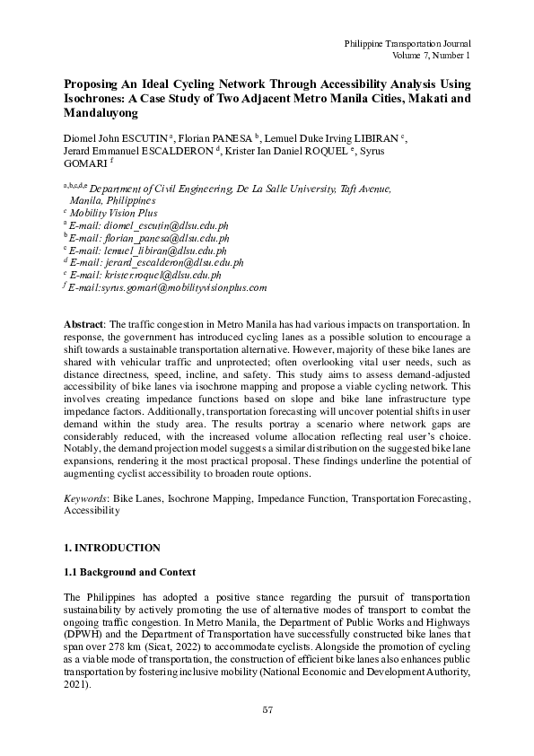 (PDF) Proposing An Ideal Cycling Network Through Accessibility Analysis Using Isochrones: A Case ...