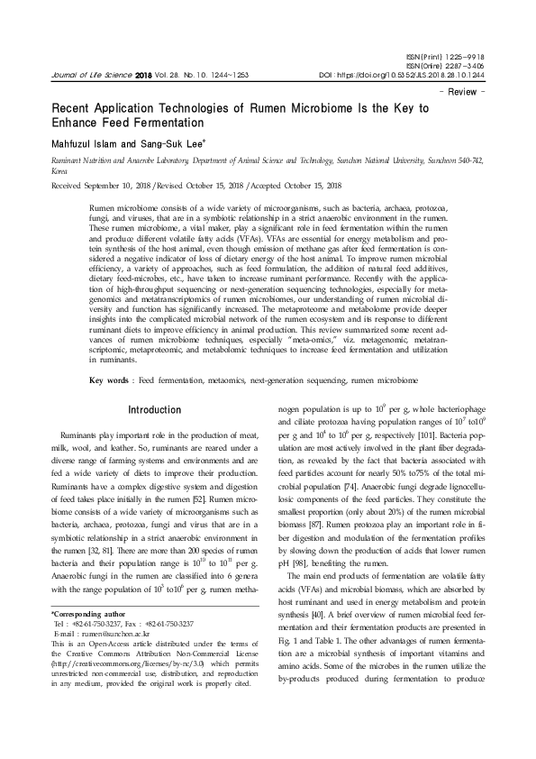 (PDF) Recent Application Technologies of Rumen Microbiome Is the Key to Enhance Feed Fermentation