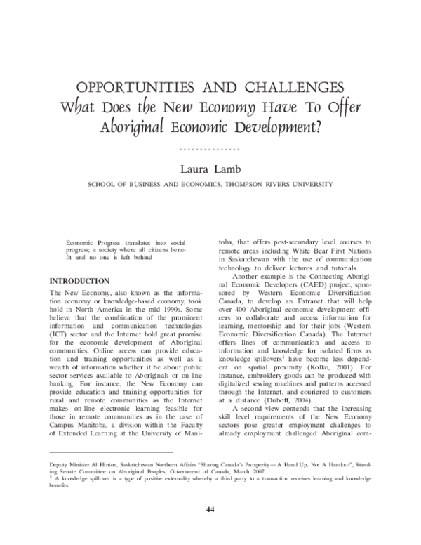 (PDF) Opportunities And Challenges: What Does the New Economy Have To ...