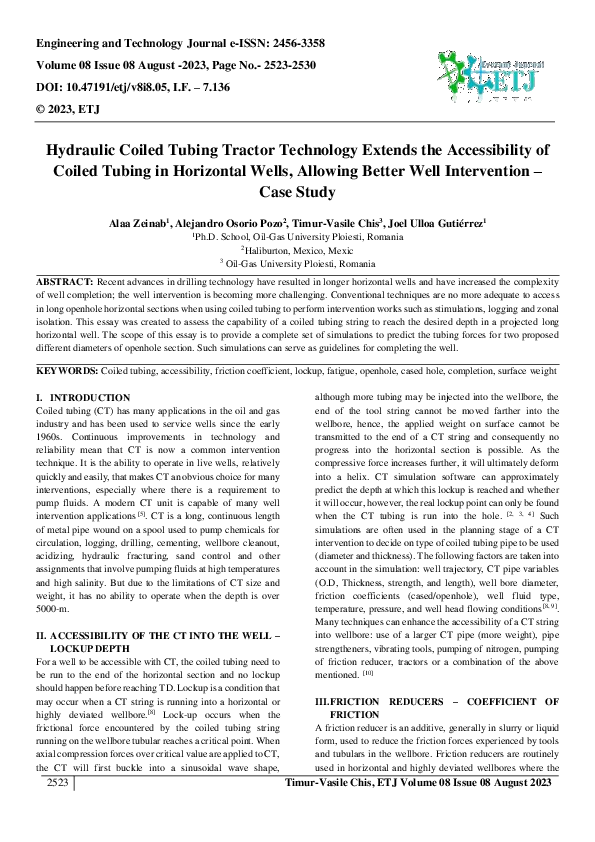 (PDF) Hydraulic Coiled Tubing Tractor Technology Extends the ...