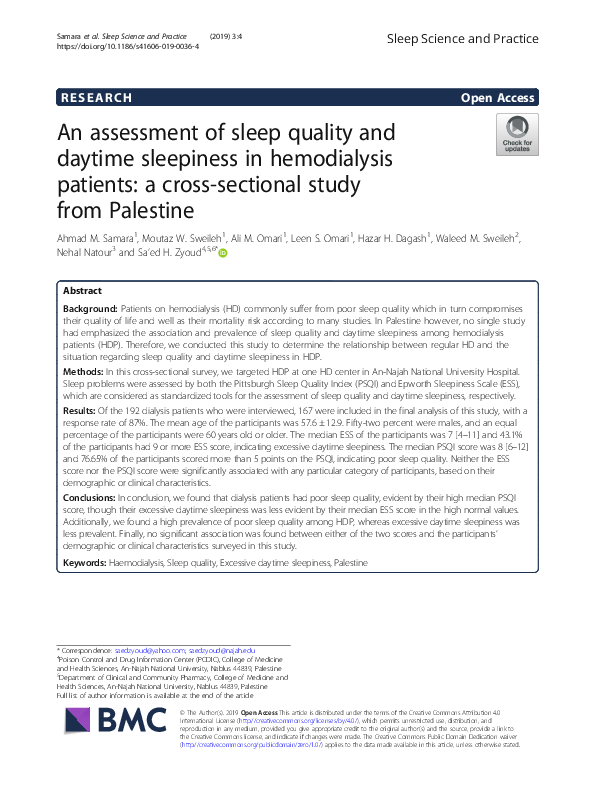 (PDF) An assessment of sleep quality and daytime sleepiness in ...