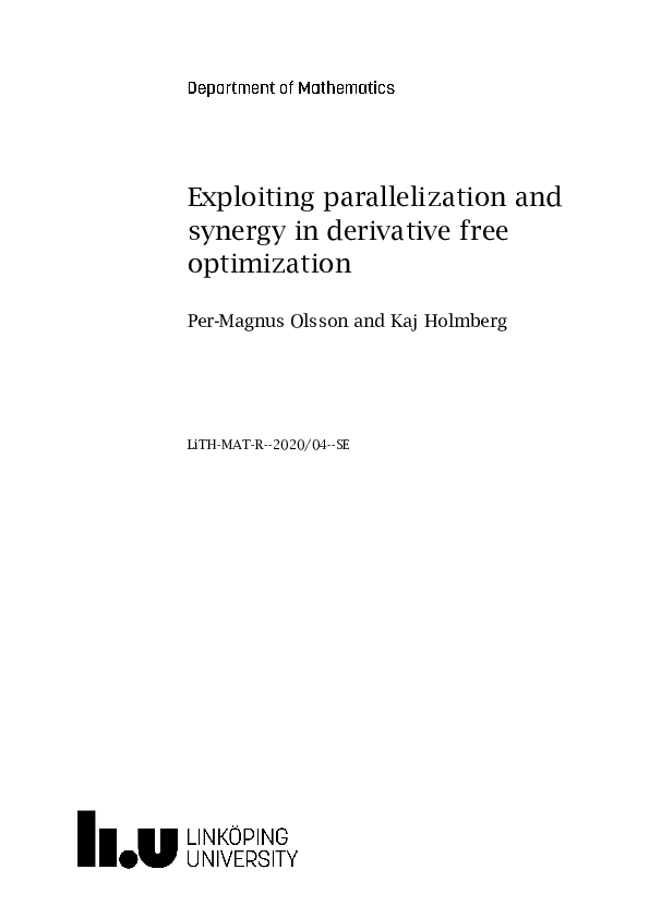 (PDF) Exploiting parallelization and synergy in derivative free optimization