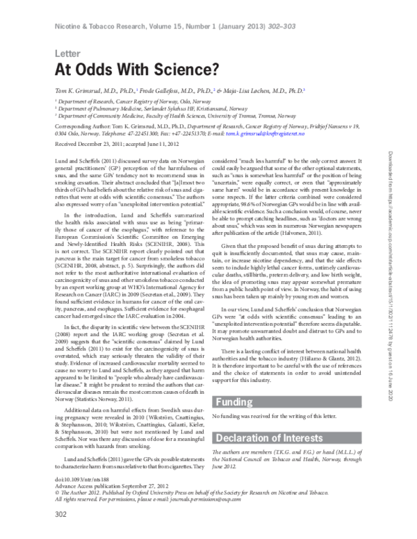 (PDF) At Odds With Science? | Frode Gallefoss - Academia.edu