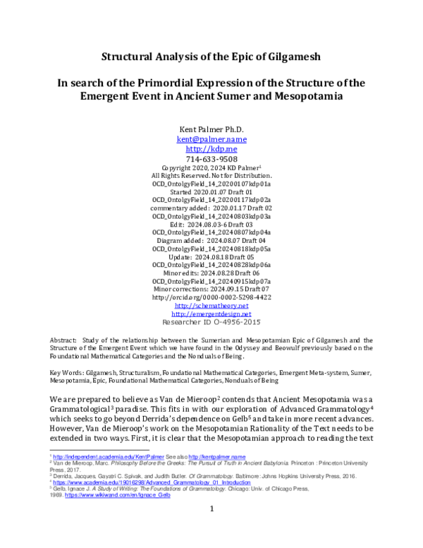 (PDF) Structural Analysis of the Epic of Gilgamesh