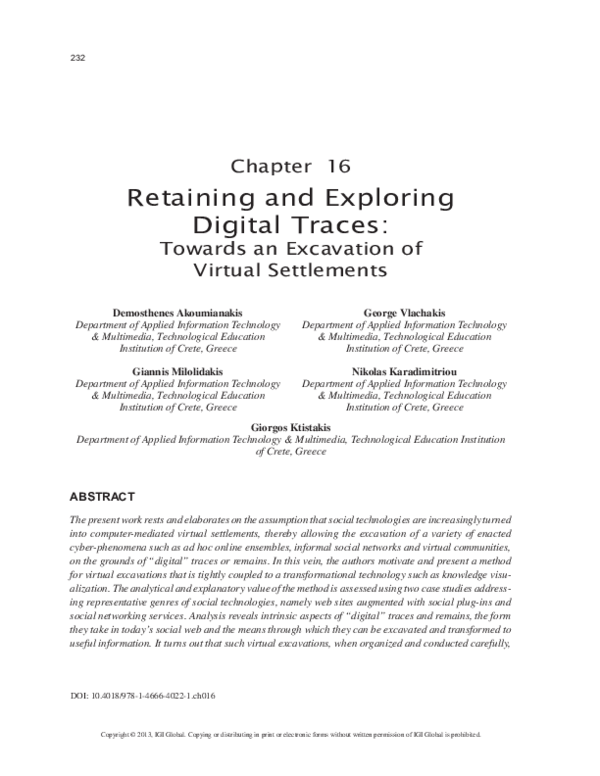 (PDF) Retaining and Exploring Digital Traces