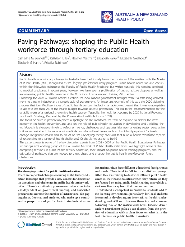 (PDF) Paving Pathways: shaping the Public Health workforce through ...