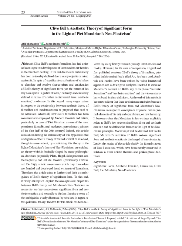 (PDF) Clive Bell's Aesthetic Theory of Significant Form in the Light of ...