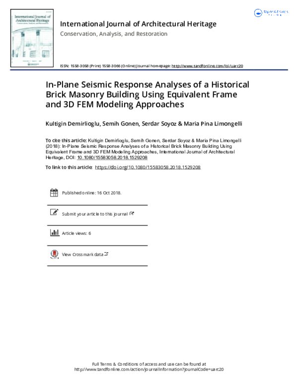 (PDF) In-Plane Seismic Response Analyses of a Historical Brick Masonry ...