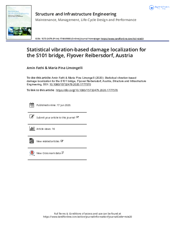 (PDF) Statistical vibration-based damage localization for the S101 bridge, Flyover Reibersdorf ...