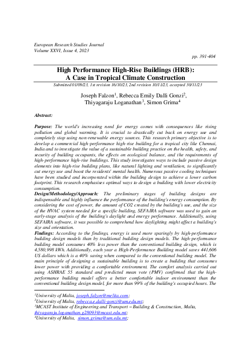 (PDF) High Performance High-Rise Buildings (HRB): A Case in Tropical ...