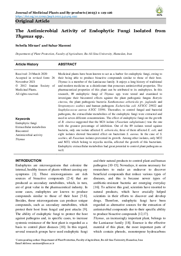 (PDF) The Antimicrobial Activity of Endophytic Fungi Isolated from ...