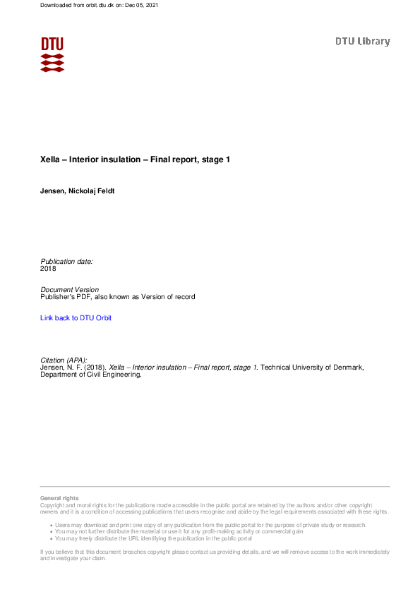 (PDF) Xella – Interior insulation – Final report, stage 1 | Nickolaj Jensen - Academia.edu