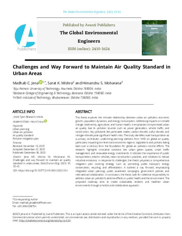 (PDF) Challenges and Way Forward to Maintain Air Quality Standard in ...