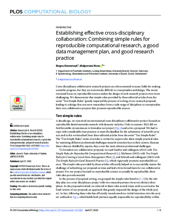 (PDF) Establishing effective cross-disciplinary collaboration ...