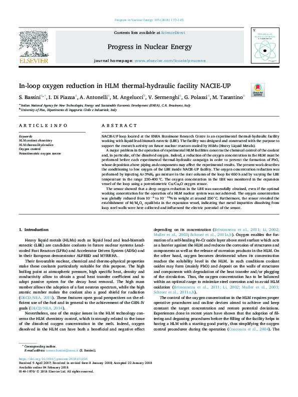 (PDF) In-loop oxygen reduction in HLM thermal-hydraulic facility NACIE-UP