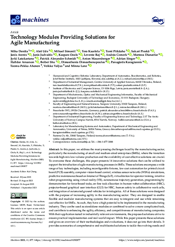 (PDF) Technology Modules Providing Solutions for Agile Manufacturing