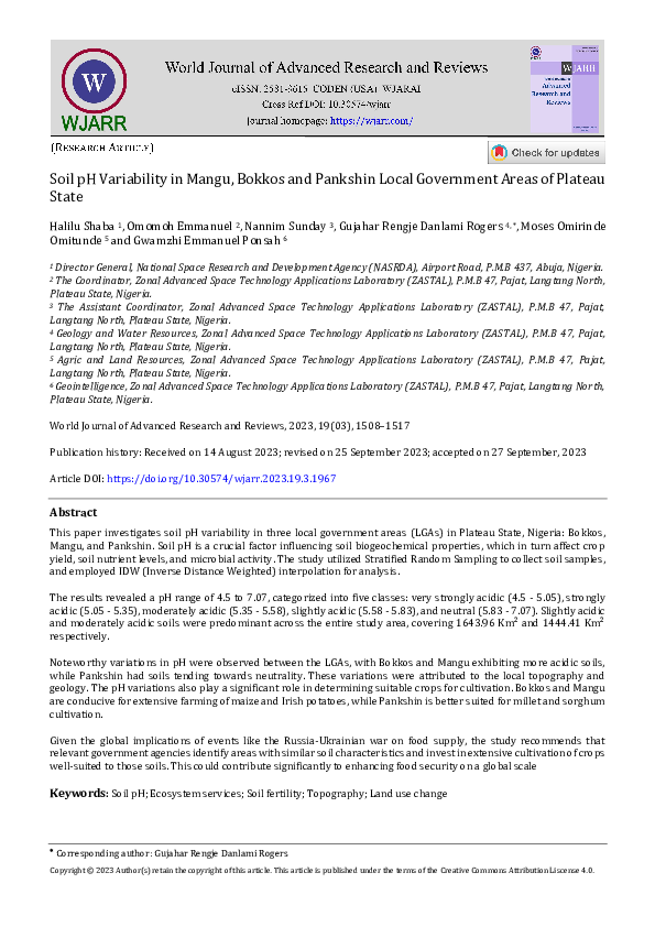 (PDF) Soil pH Variability in Mangu, Bokkos and Pankshin Local ...