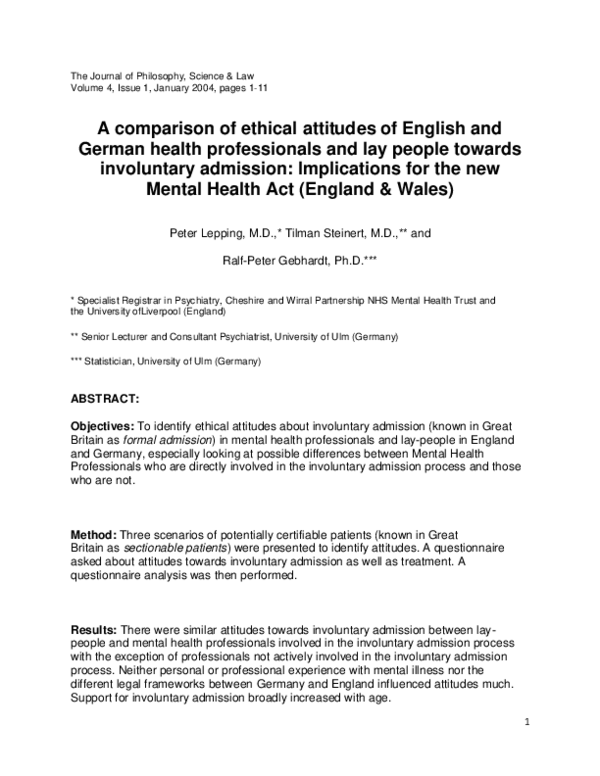 (PDF) A comparison of ethical attitudes of English and German health ...