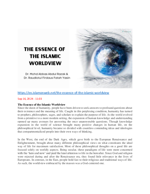 (PDF) The Essence of the Islamic Worldview