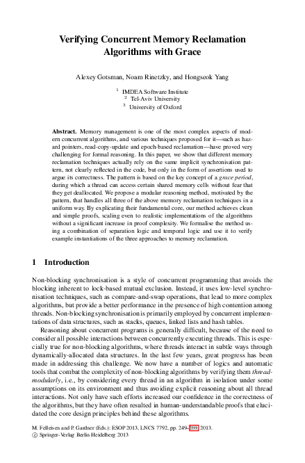 (PDF) Verifying Concurrent Memory Reclamation Algorithms with Grace