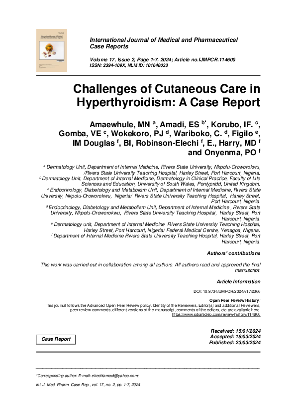 (PDF) Challenges of Cutaneous Care in Hyperthyroidism: A Case Report