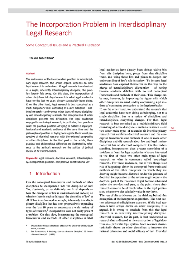 (PDF) The Incorporation Problem in Interdisciplinary Legal Research ...