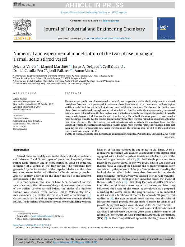 (PDF) Numerical and experimental modelization of the two-phase mixing ...