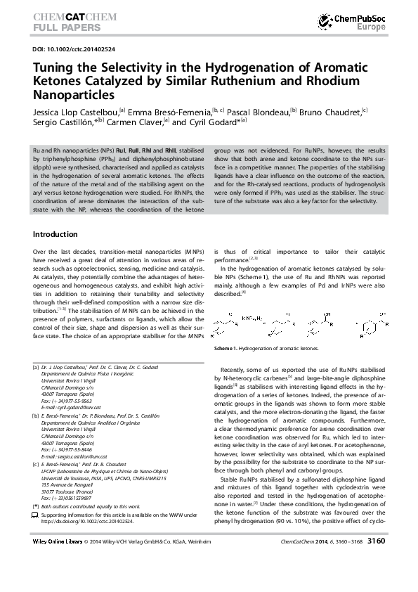 (PDF) Selective Hydrogenation of Aromatic Ketones