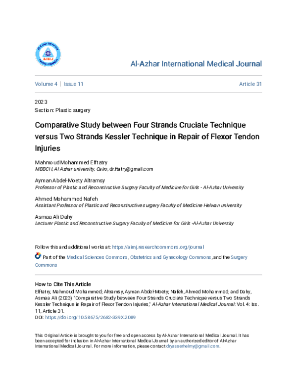 (PDF) Comparative Study between Four Strands Cruciate Technique versus ...