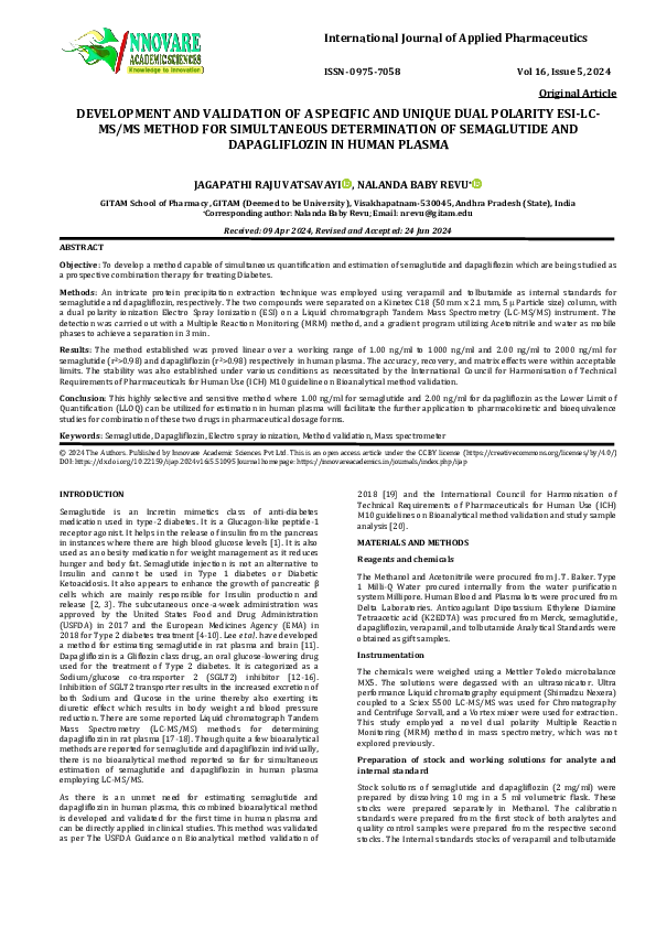 Pdf Development And Validation Of A Specific And Unique Dual Polarity Esi Lc Msms Method For