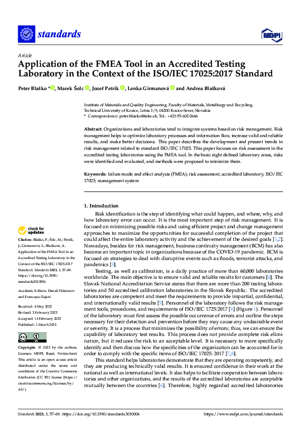 (PDF) Application of the FMEA Tool in an Accredited Testing Laboratory ...