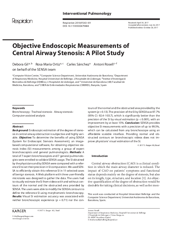 (PDF) Objective Endoscopic Measurements of Central Airway Stenosis: A Pilot Study