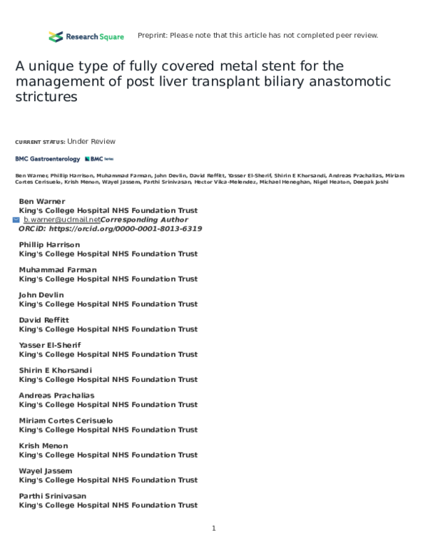 (PDF) A unique type of fully covered metal stent for the management of ...