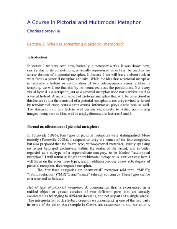 (PDF) 10. Pictorial and Multimodal Metaphor