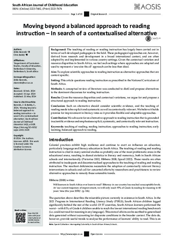 (PDF) Moving beyond a balanced approach to reading instruction – In ...