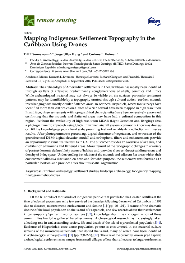 (PDF) Mapping Indigenous Settlement Topography in the Caribbean Using ...