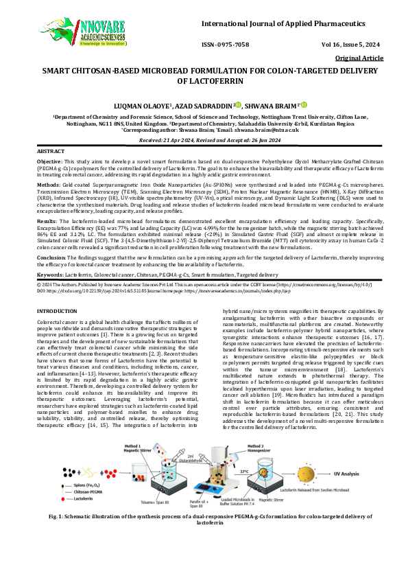 (PDF) SMART CHITOSAN-BASED MICROBEAD FORMULATION FOR COLON-TARGETED ...
