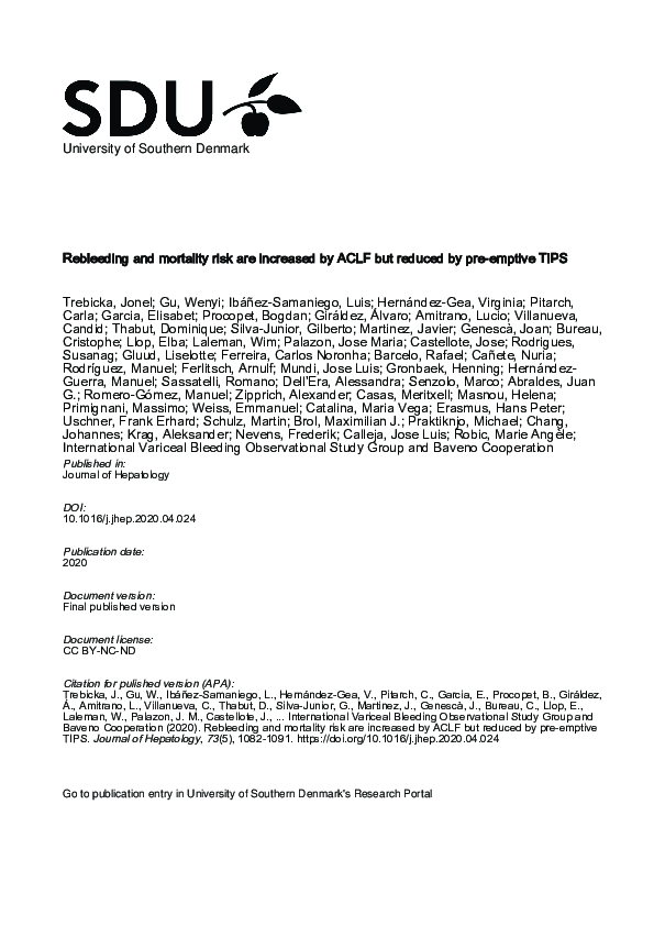 (PDF) Rebleeding and mortality risk are increased by ACLF but reduced ...