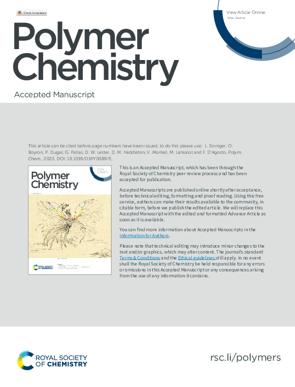 (PDF) Synthesis of poly(methyl methacrylate)-b-polyethylene (PMMA-b-PE) block copolymers via ...