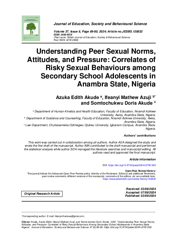 Pdf Understanding Peer Sexual Norms Attitudes And Pressure