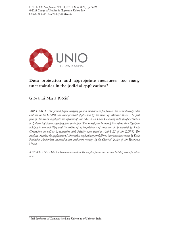 (PDF) Data protection and appropriate measures: too many uncertainties ...