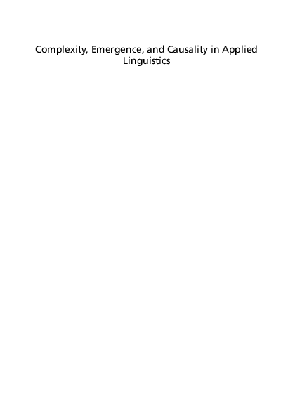 (PDF) Complexity, Emergence, and Causality in Applied Linguistics