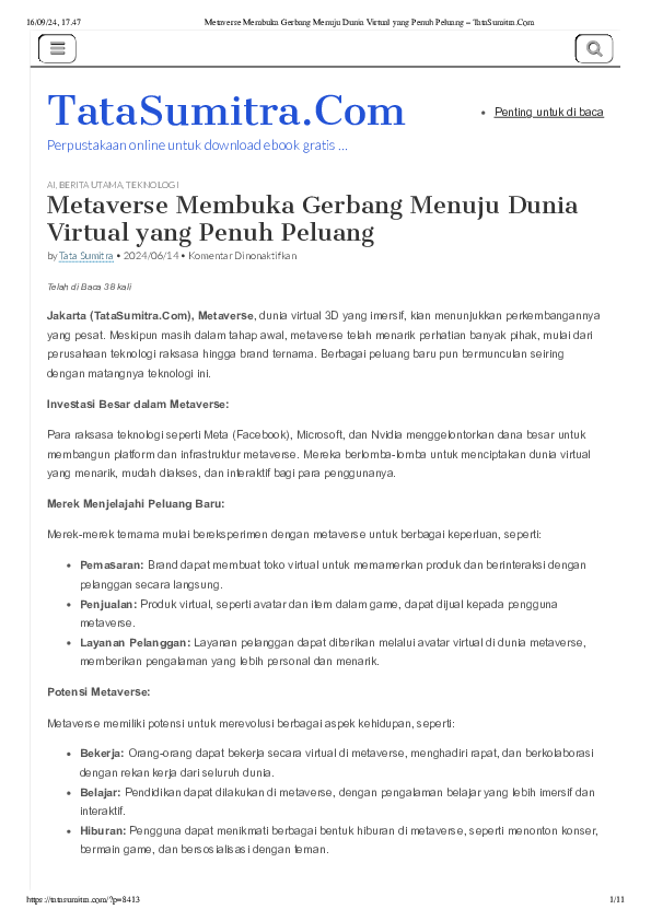 (PDF) Metaverse Membuka Gerbang Menuju Dunia Virtual yang Penuh Peluang | Tata Sumitra ...