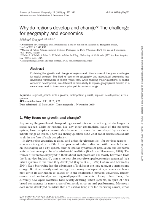 (PDF) Why do regions develop and change? The challenge for geography ...