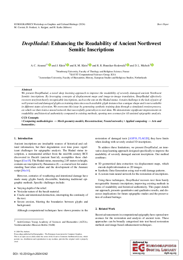 (PDF) DeepHadad: Enhancing the Readability of Ancient Northwest Semitic ...