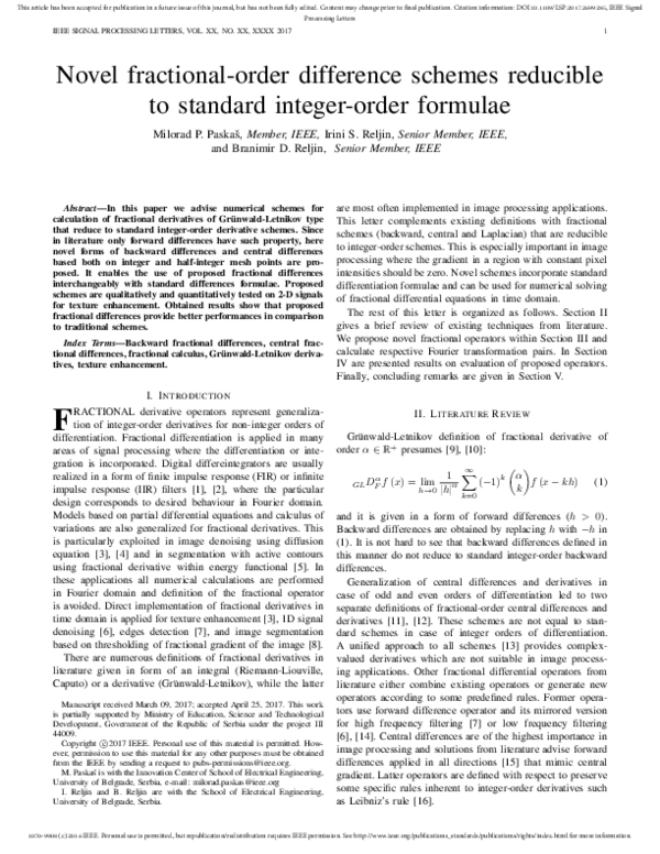 (PDF) Novel Fractional-Order Difference Schemes Reducible to Standard Integer-Order Formulas